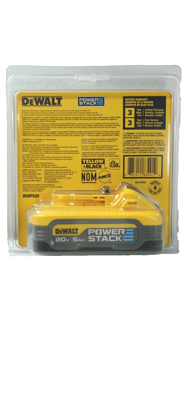 DeWalt DCBP520 POWER STACK 20V MAX 5Ah Battery - Yellow for sale online ...