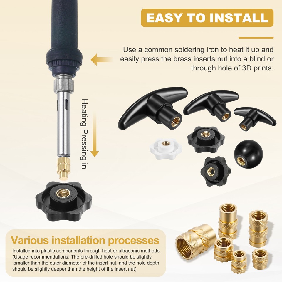 68 Pcs M2 x 3mm l x 4mm OD Pure Brass Heat Set Threaded Inserts | eBay UK