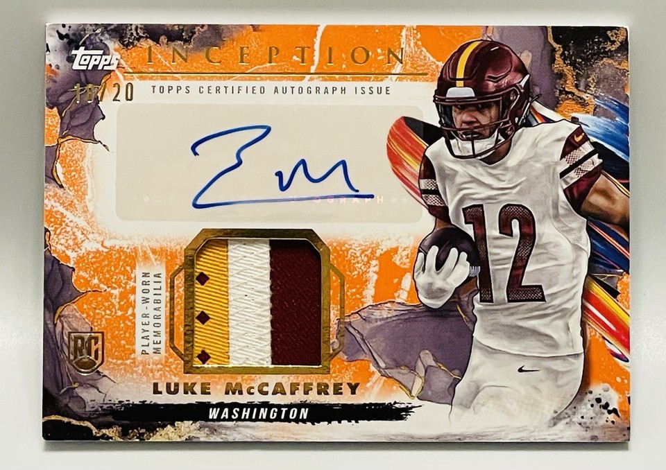 Luke McCaffrey RC *18/20* Auto 2024 Topps Inception Orange #PPA-LMC ...