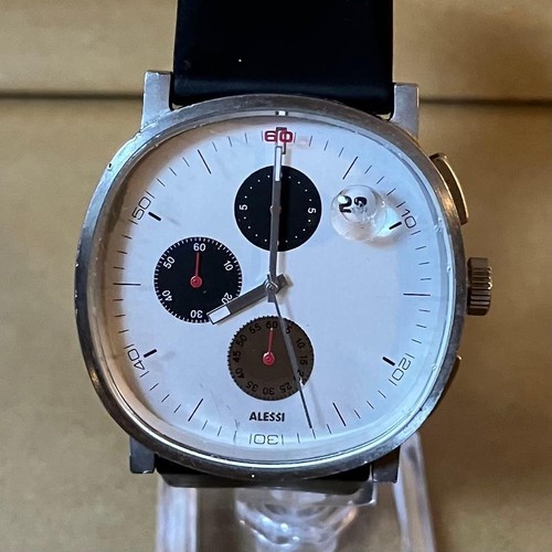 Alessi Piero Lissoni AL5016 Analog Watch Men Chronograph Date Silver | eBay