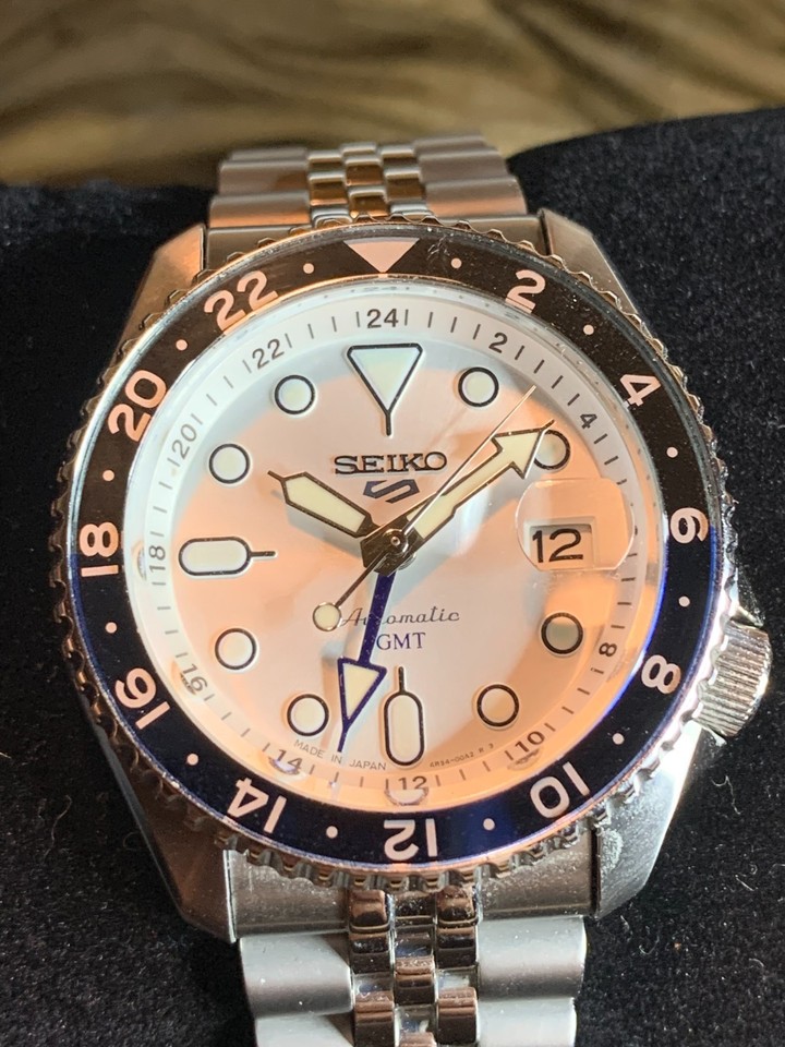 Seiko 5 Five Sports SSK033 GMT Automatic Watch 100 Meter White Dial ...