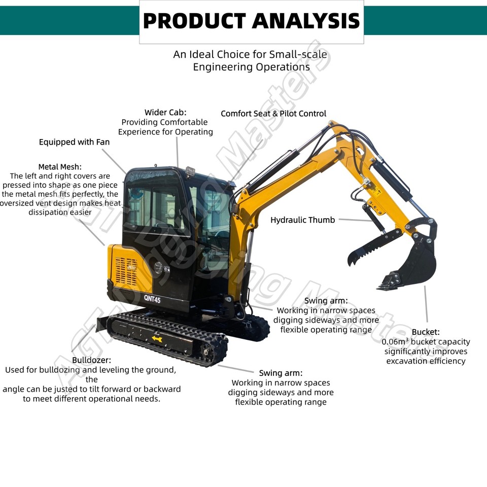 PILOT SYSTEM CFG QNT45 Mini Excavator Digger with Wider Cab Kubota ...