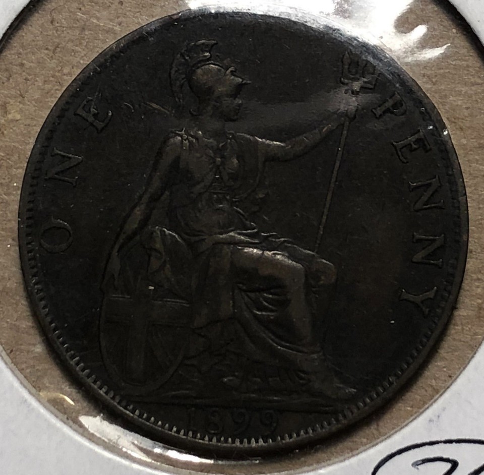 1899 Great Britain Queen Victoria One Penny Coin VF/XF Condition | eBay