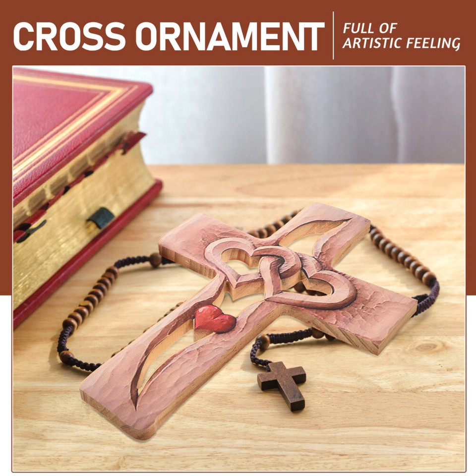 Catholic Wall Cross Decor Shaped Rustic Hanging Hollow Hearts Desk ...