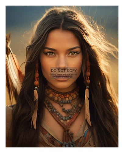 NATIVE AMERICAN MODEL GORGEOUS LADY IN TRADITIONAL CLOTHING 8X10 ...
