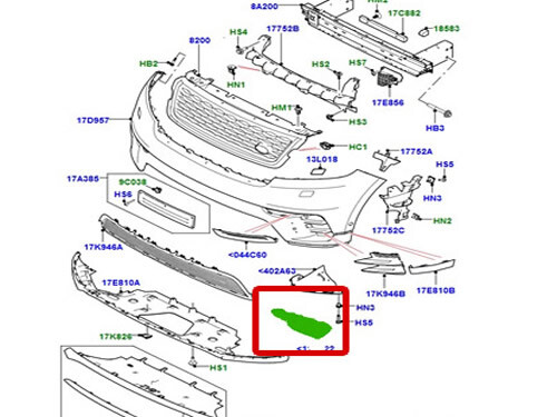 GENUINE LAND ROVER FRONT BUMPER DEFLECTOR RANGE ROVER VELAR RH LR111538 ...