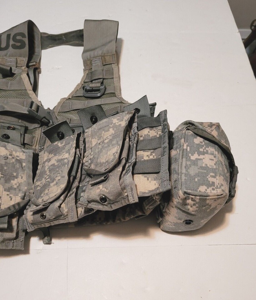 USGI US Military Molle ACU Fighting Load Carrier FLC Vest + 10 POUCHES ...
