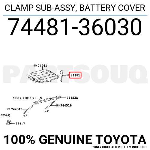 7448136030 Genuine Toyota CLAMP SUB-ASSY, BATTERY COVER 74481-36030 | eBay