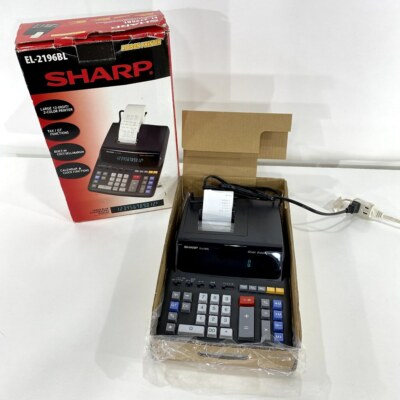 Sharp EL-2196BL Basic Calculator Ribbon Printer (Slightly Used) Tax 2 ...