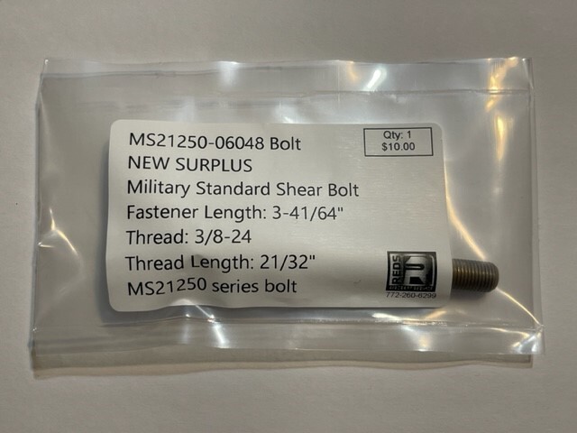 MS21250-06048, Military Standard Shear Bolt, 1/pk, New Surplus | eBay