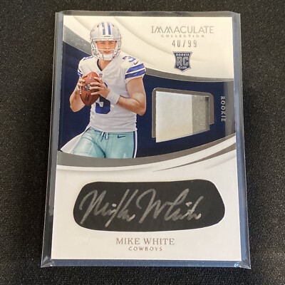 Mike White 2018 Panini Immaculate Rookie Card RC Eye Black Auto RPA 40/ ...