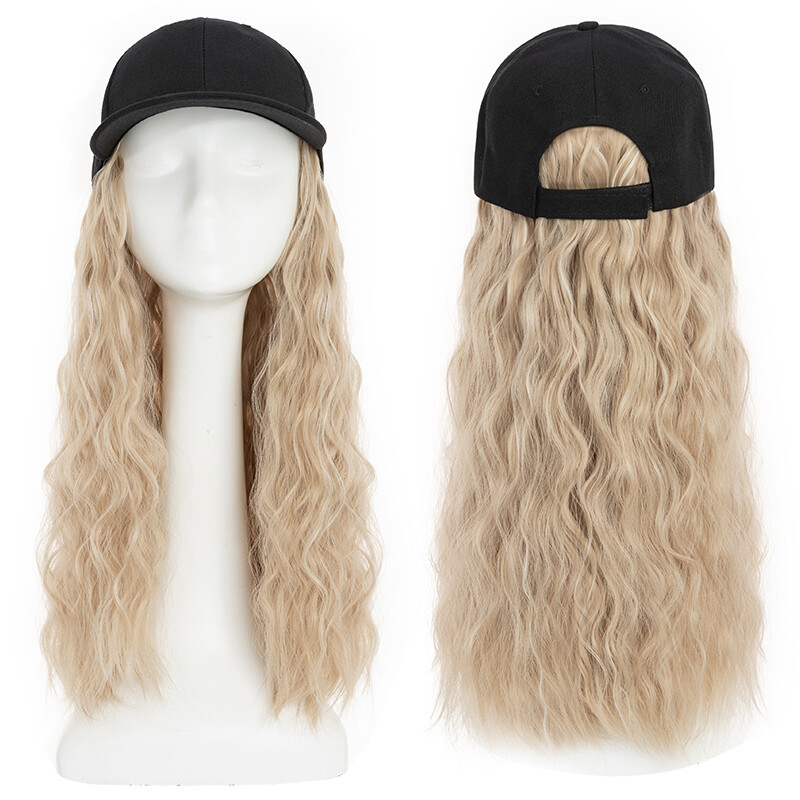 100% Natural Baseball Hat Cap Hair Extensions Real as Human Long Curly ...