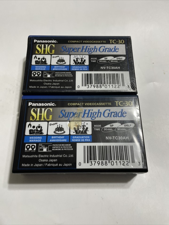 2 Packs Panasonic VHS-C TC-30 Super High Grade 90 Minute Camcorder ...