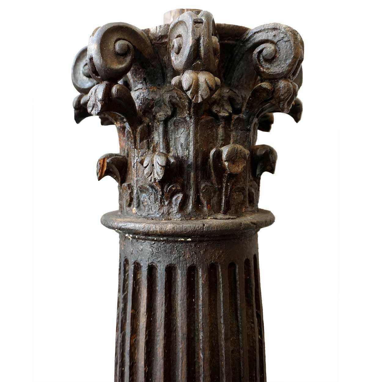 1680s Antique Pair Baroque Painted Teak Architectural Pilasters Two ...