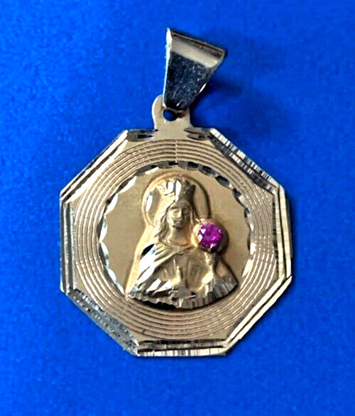 14K Gold St. Saint Barbara (Santa Barbara) w Ruby Medal .7 x .9 | eBay