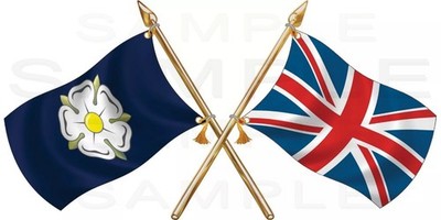 Medium Yorkshire Rose / Union Jack Crossed Flags Sticker Truck Car ...