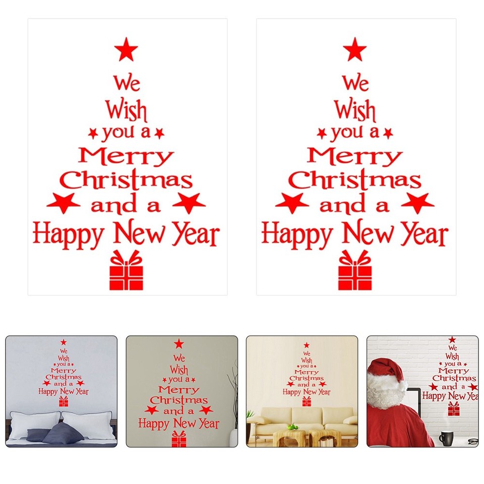 4 Pcs Christmas Tree Shape Wall Sticker Red PVC for Home Decor | eBay UK