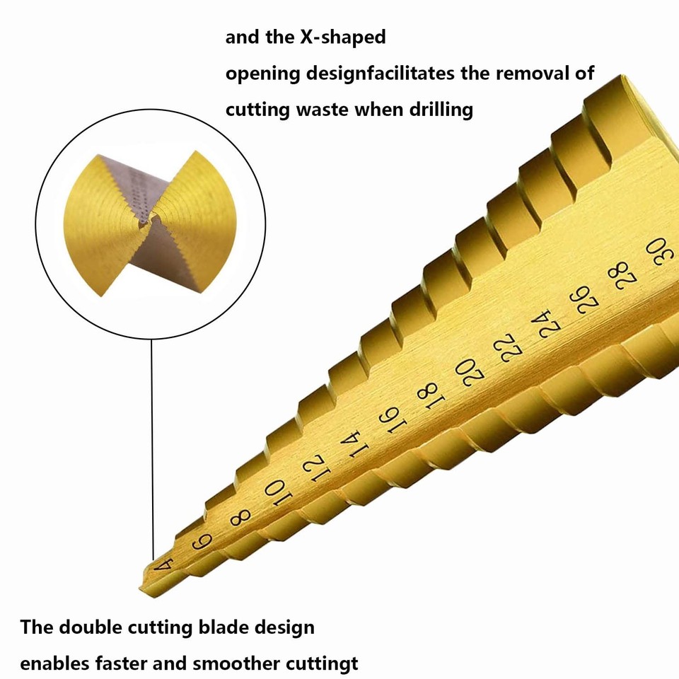 Tworider 3pcs Metric Step Drill Bit, Hss Bit Set High Speed Steel ...