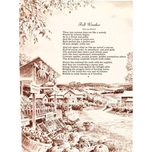 Fall Weather Ruby Lee Mitchell 1960s Poem Retro Kitsch Wall Art SF2 | eBay
