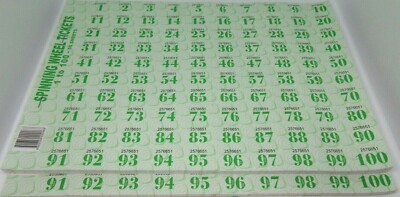 2 x Chocolate Spinning Wheel Raffle Tickets 1 - 100 Numbers 5 Colours ...