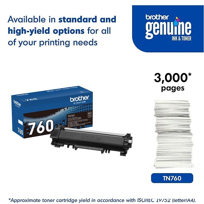 Brother Genuine TN760 High Yield Black Toner Cartridge 1 pack, | eBay