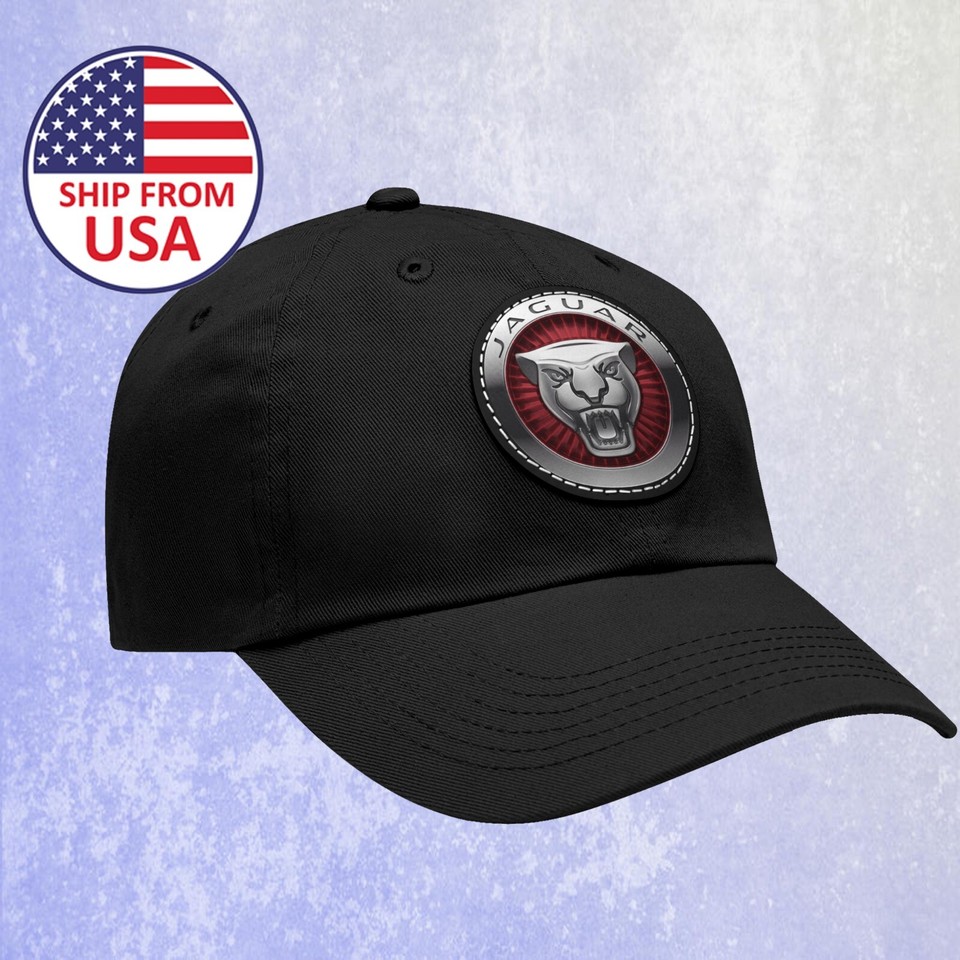 Jaguar Motor Car Racing Auto Black Printed Adjustable Dad Hat with ...