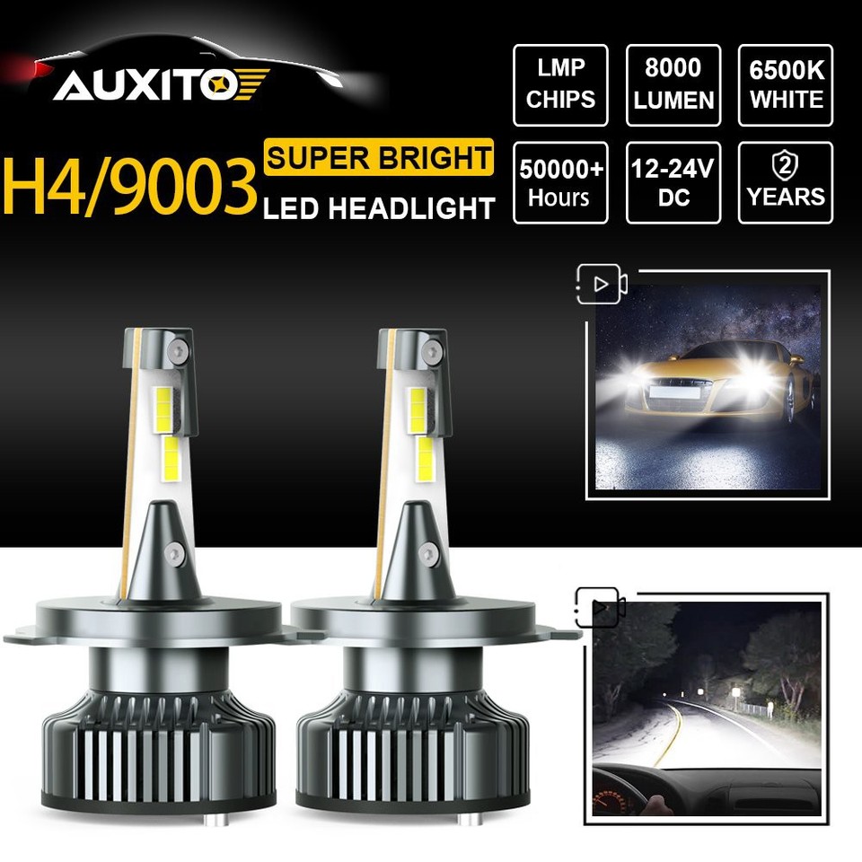 2x H4 9003 LED White Headlight Globe Kit Bulbs Beam Hi Low 6500K White ...