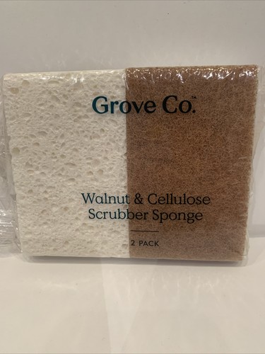 Grove Collaborative Walnut & Cellulose Scrubber Sponge - 2 Pack - NEW ...