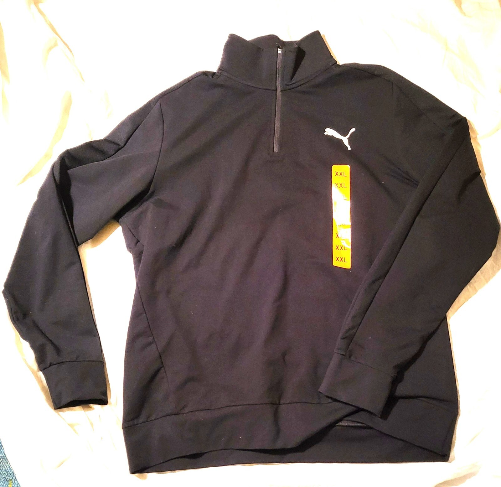 Puma Sweater Mens 2XL XXL Black Logo 1/2 Zip Pullover Sweatshirt ...