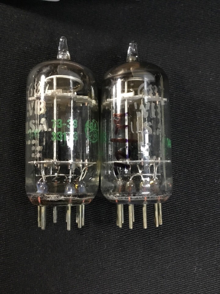 Matched Pair GE JAN 5687 WB Black Plate Audio Vacuum Tubes Vintage 9. ...