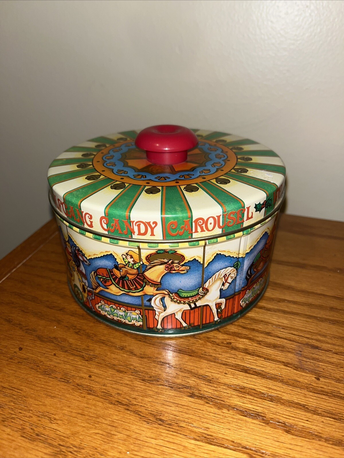 WOLFGANG CANDY CAROUSEL collectors tin with plastic knob handle 5.5" | eBay