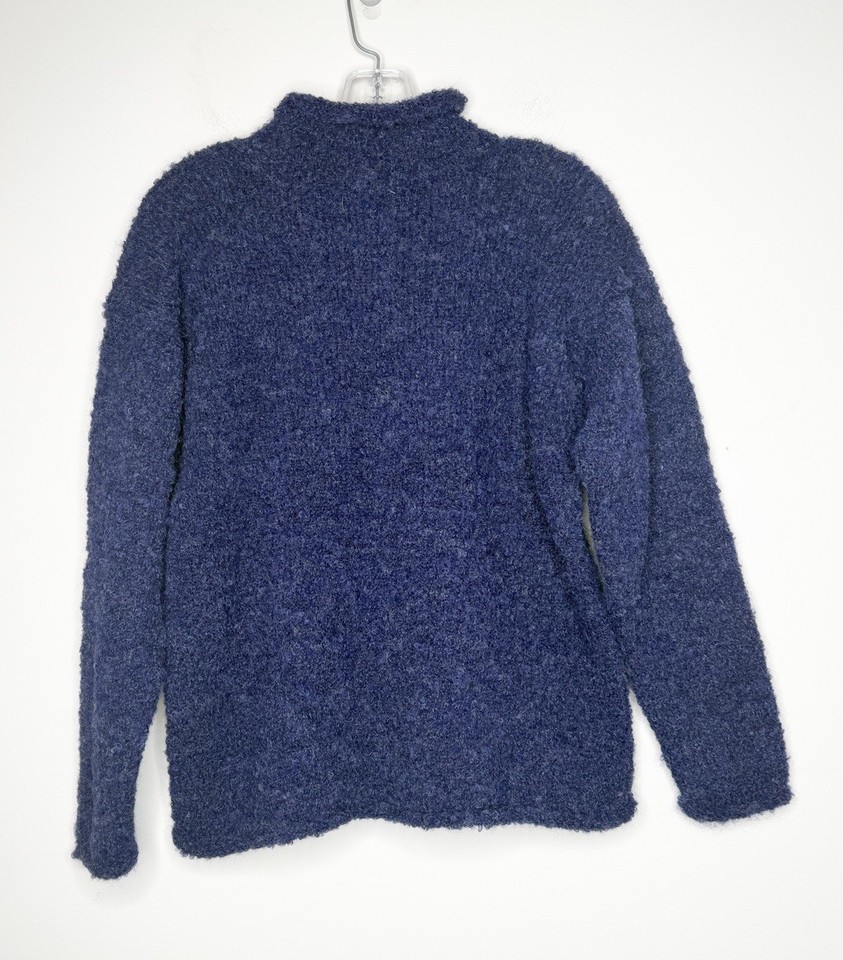 Planet Earth Sweaters Large Alpaca Wool Knit Fuzzy Pullover Navy Blue ...