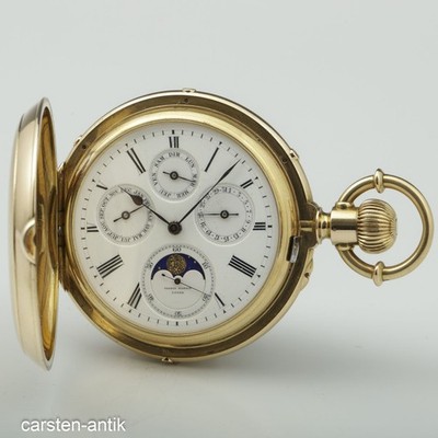 Ulysse Nadine 173g Schwere 18k Gold Savonette mit Kalender und ...
