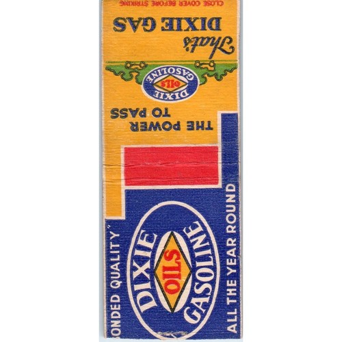 Dixie Oils Gasoline Milan Oil Co Athens WI Vintage Matchbook Cover SD2 ...
