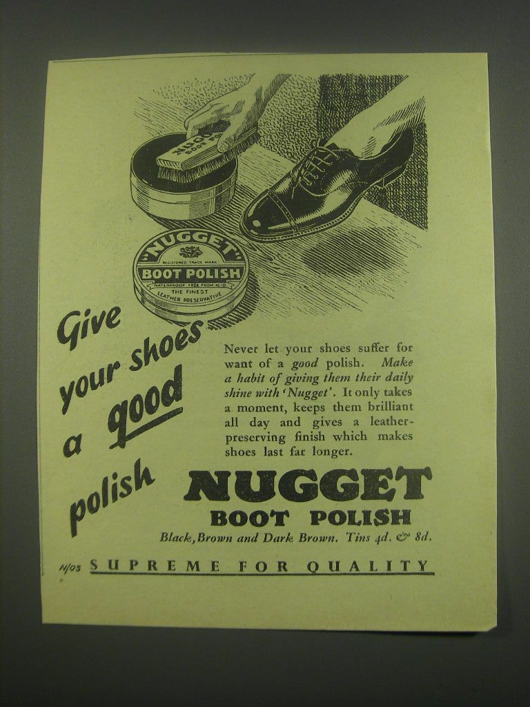 1949 Nugget Boot Polish Ad - Give your shoes a good polish | eBay