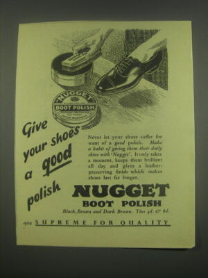 1949 Nugget Boot Polish Ad - Give your shoes a good polish | eBay