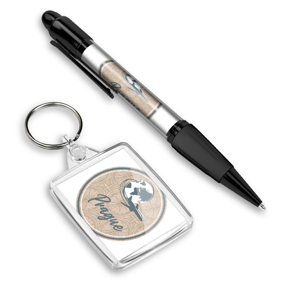1 Pen & 1 Rectangle Keyring Prague Czech Republic European Travel ...