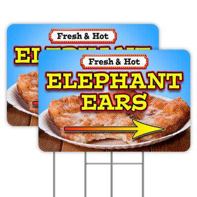 Elephant Ears (Fried Dough) 2 Pack Double-Sided Yard Signs 16" x 24 ...