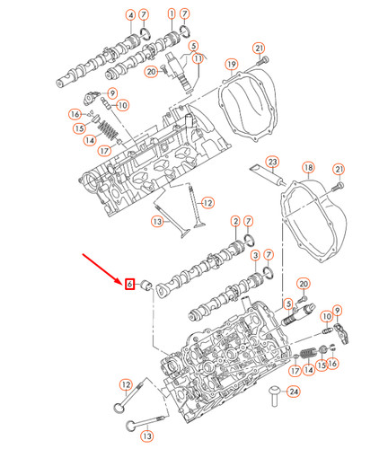 NEW AUDI A4 B7 CAMSHAFT FOLLOWER TAPPETS 06E109309A OEM | eBay