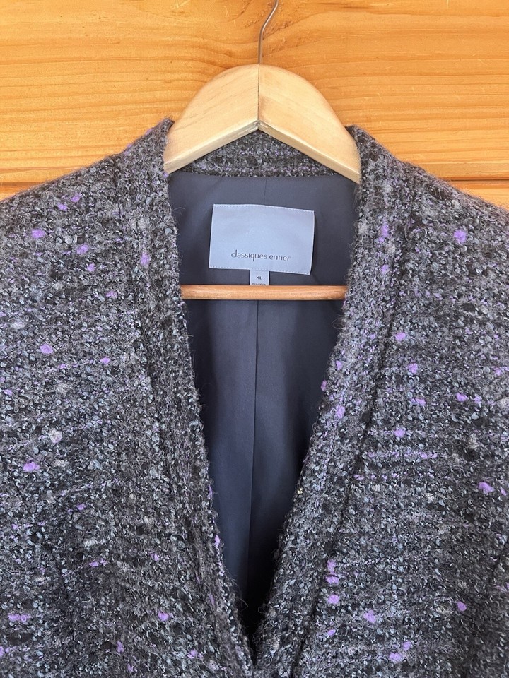 Nordstrom Classiques Entier Women's Boucle Gray Tweed Jacket Blazer ...