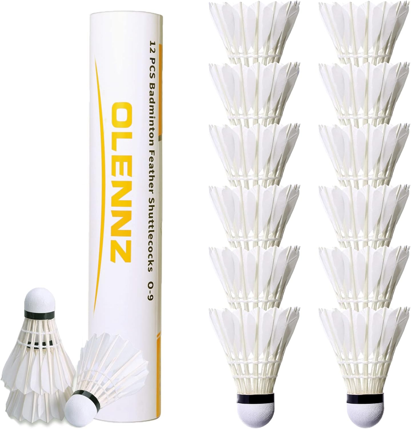 Badminton Birdies Shuttlecocks High-Speed Goose Feather Pack of 12 ...