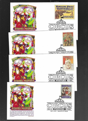 US FDC FIRST DAY COVERS VINTAGE CIRCUS POSTERS 2014 SET OF 8 BY PANDA ...