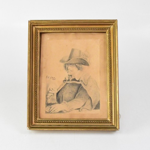 J. L. Gilbert Signed 1806 Framed Pencil Drawing of a Distinguished ...