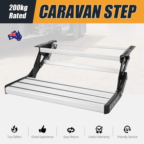 200KG Heavy Duty Caravan Step Folding Pull Out Portable RV Camper ...