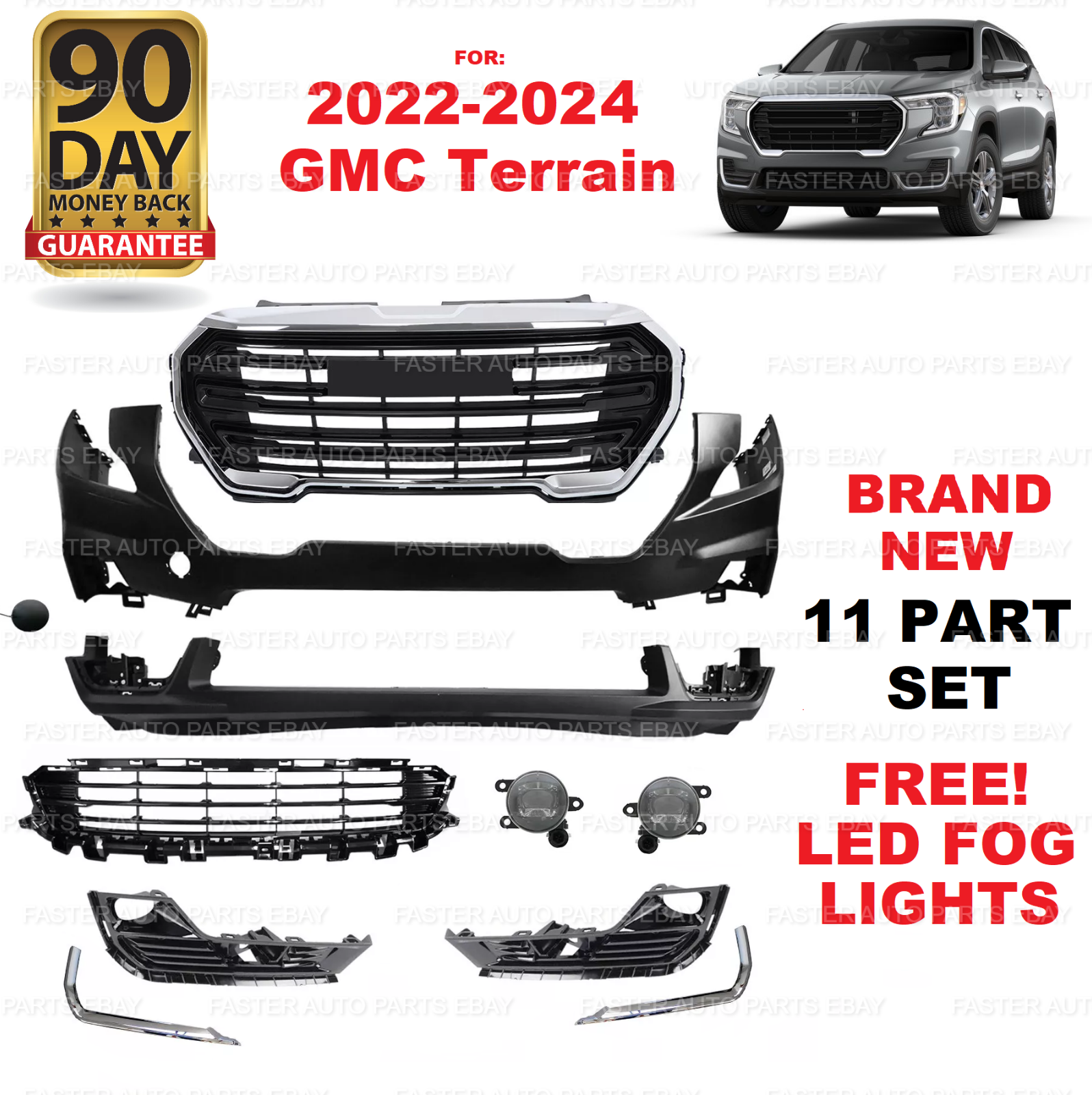 For 2022 2023 2024 Gmc Terrain Front Bumper Cover UPPER LOWER GRILL FOG ...