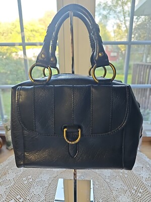Frye And Co Womens Satchel Handbag Black Faux Leather Purse | eBay