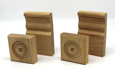 Set, Bullseye Rosette Plinth Blocks& Ornate Base Blocks, Oak&Poplar ...