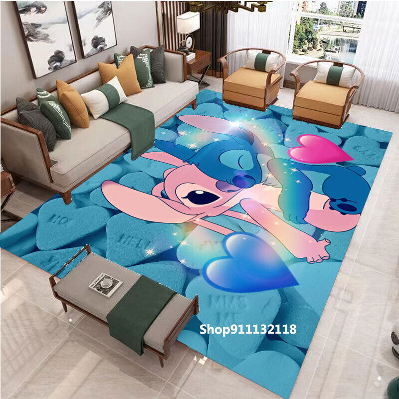 Lilo & Stitch Cartoon Floor Rug Carpet Bedroom Doormat Living Room Anti ...