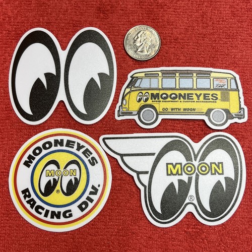 🔥 Qty 4 MoonEyes Racing MOON Eyes 3M Sticker HIGH QUALITY VTG Hot Rod ...