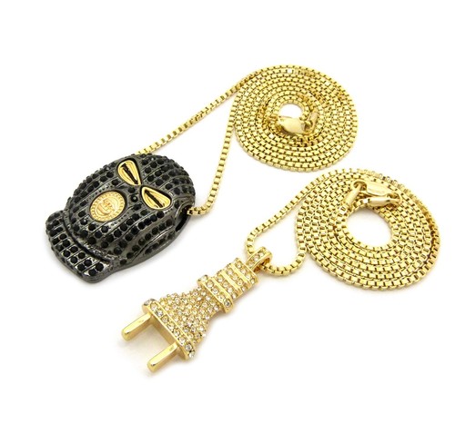 NEW ELECTRIC POWER PLUG &GOON MASK PENDANT &BOX CHAINS NECKLACE SET ...